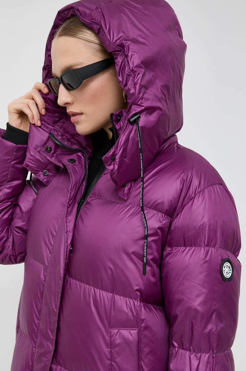 Karl Lagerfeld kurtka puchowa damska kolor fioletowy zimowa | Answear.com