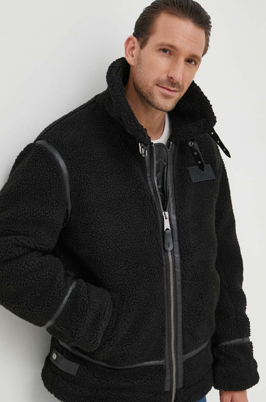 Куртка Alpha Industries B3 Teddy чоловіча колір чорний перехідна oversize | ANSWEAR.ua
