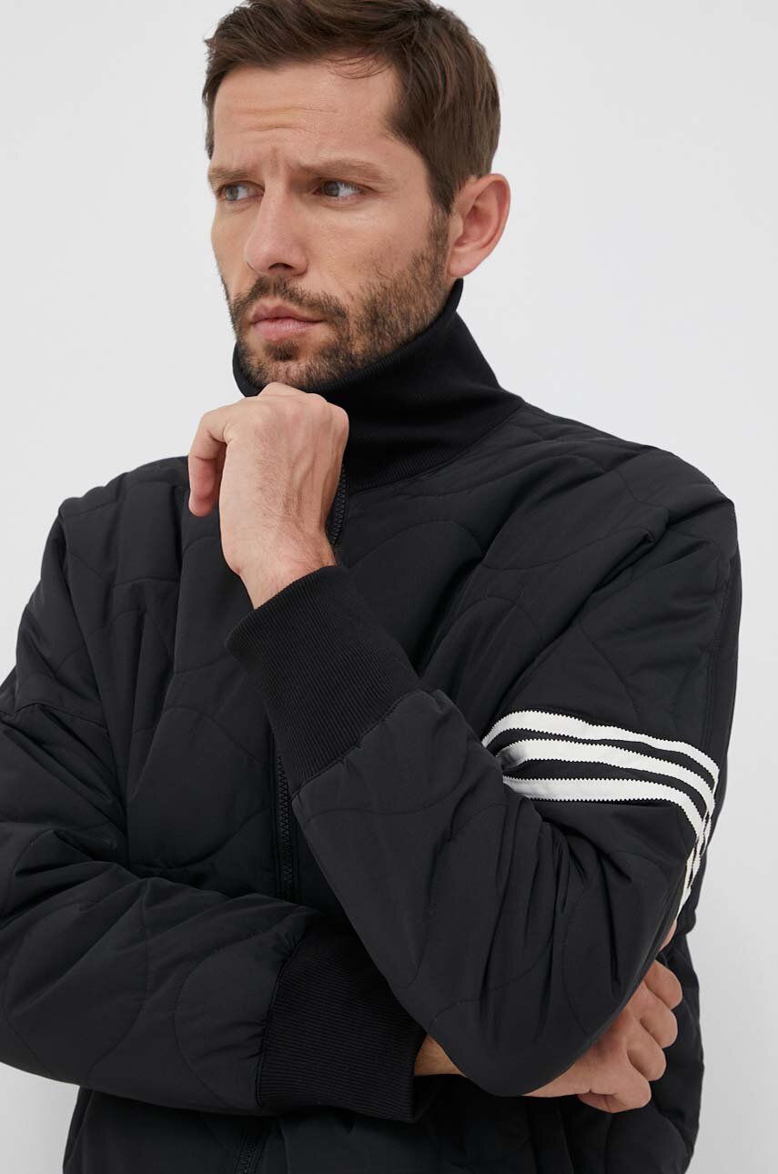 Bunda adidas Originals pánska, čierna farba, prechodná, oversize ...