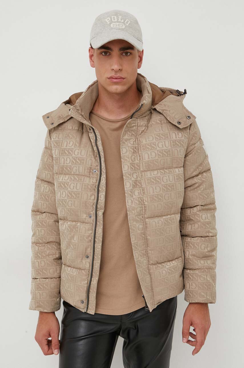 Guess kurtka męska kolor beżowy zimowa | Answear.com