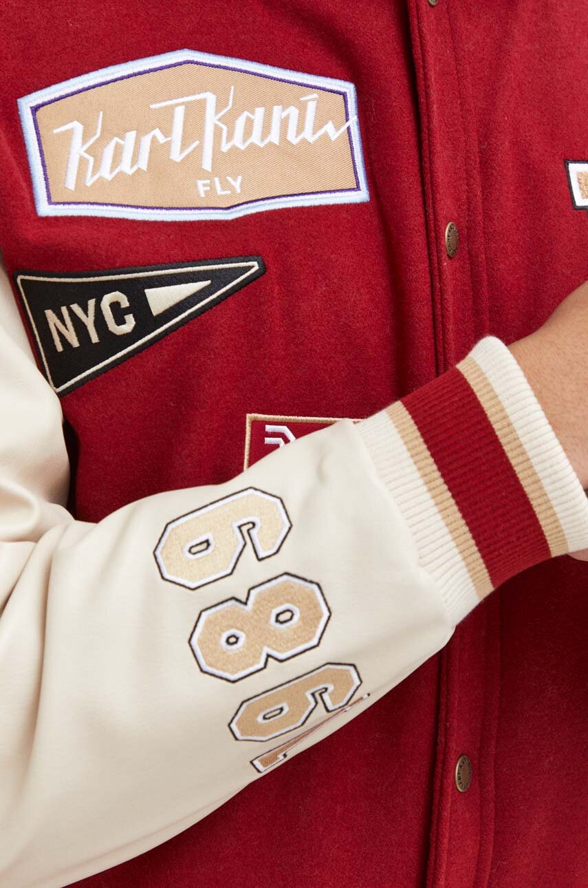 Bomber μπουφάν από μαλλί Karl Kani χρώμα: κόκκινο | ANSWEAR.gr