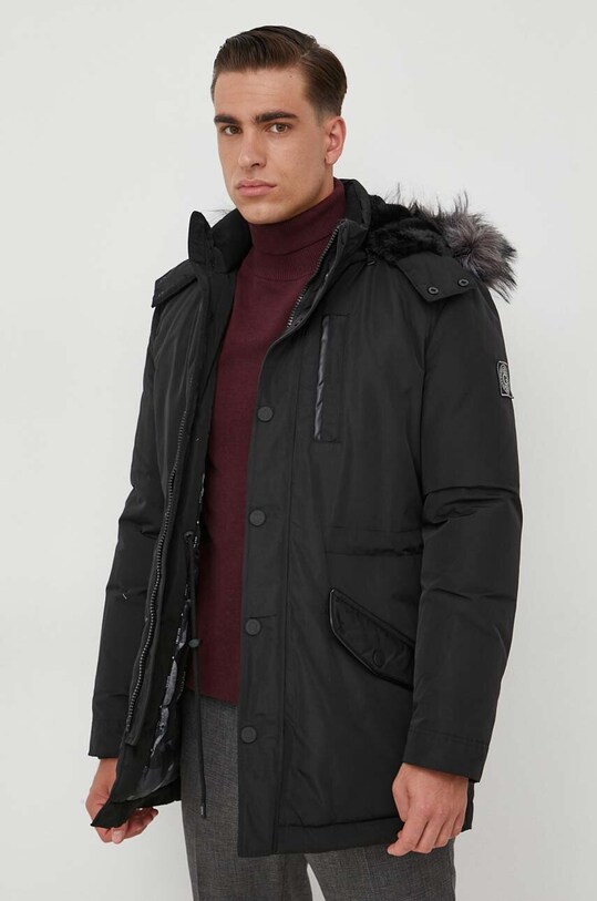 Guess parka de puf barbati, culoarea negru, de iarna | ANSWEAR.ro