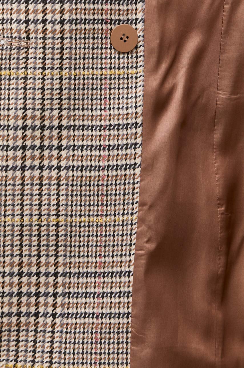 Вовняний піджак Luisa Spagnoli колір бежевий двобортний візерунок ...