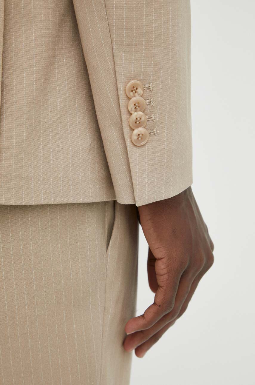 Sako Bruuns Bazaar Statice Carl blazer pánske, béžová farba | ANSWEAR.sk