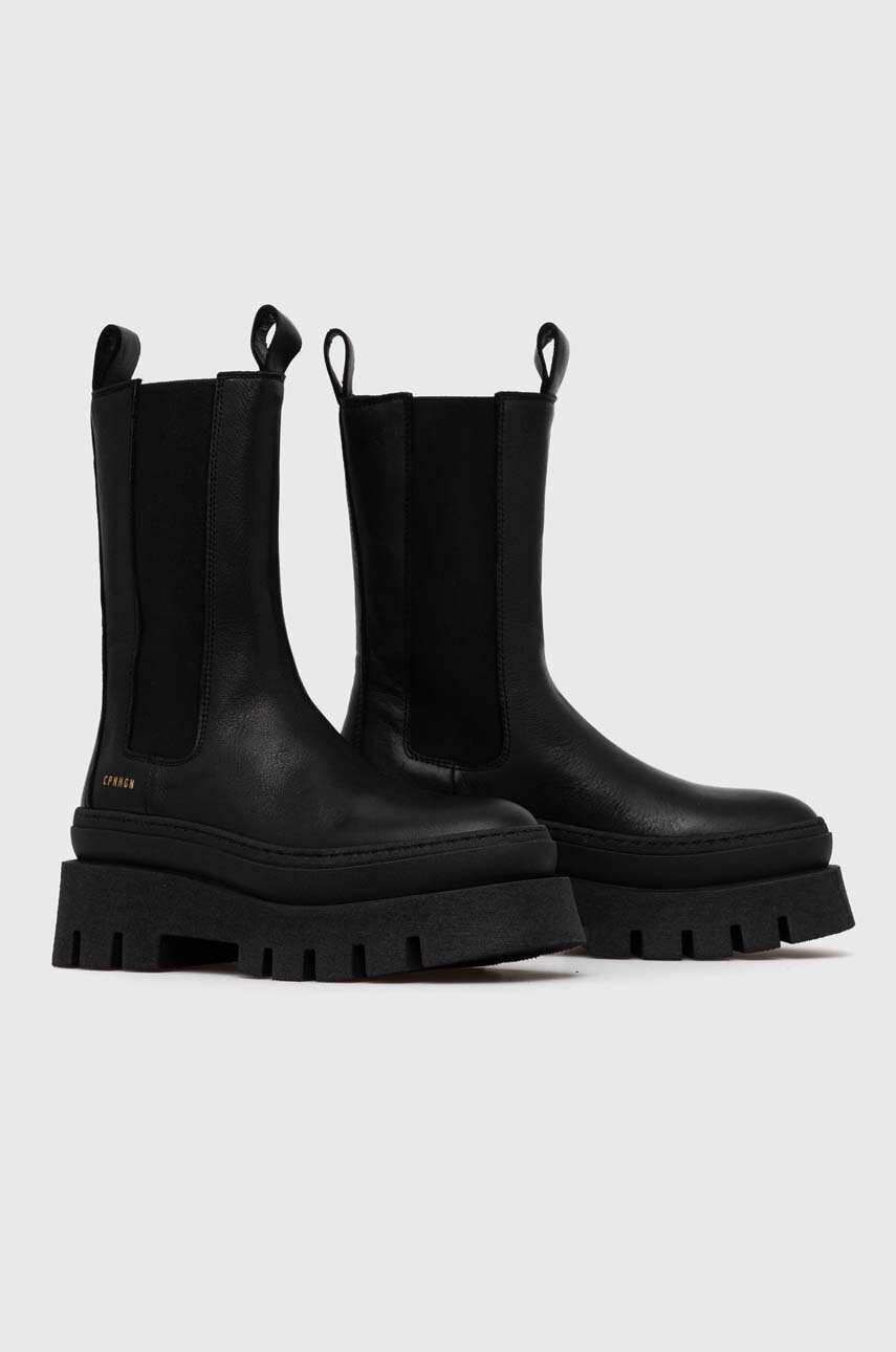 Copenhagen botki skórzane damskie kolor czarny na platformie CPH685 ...
