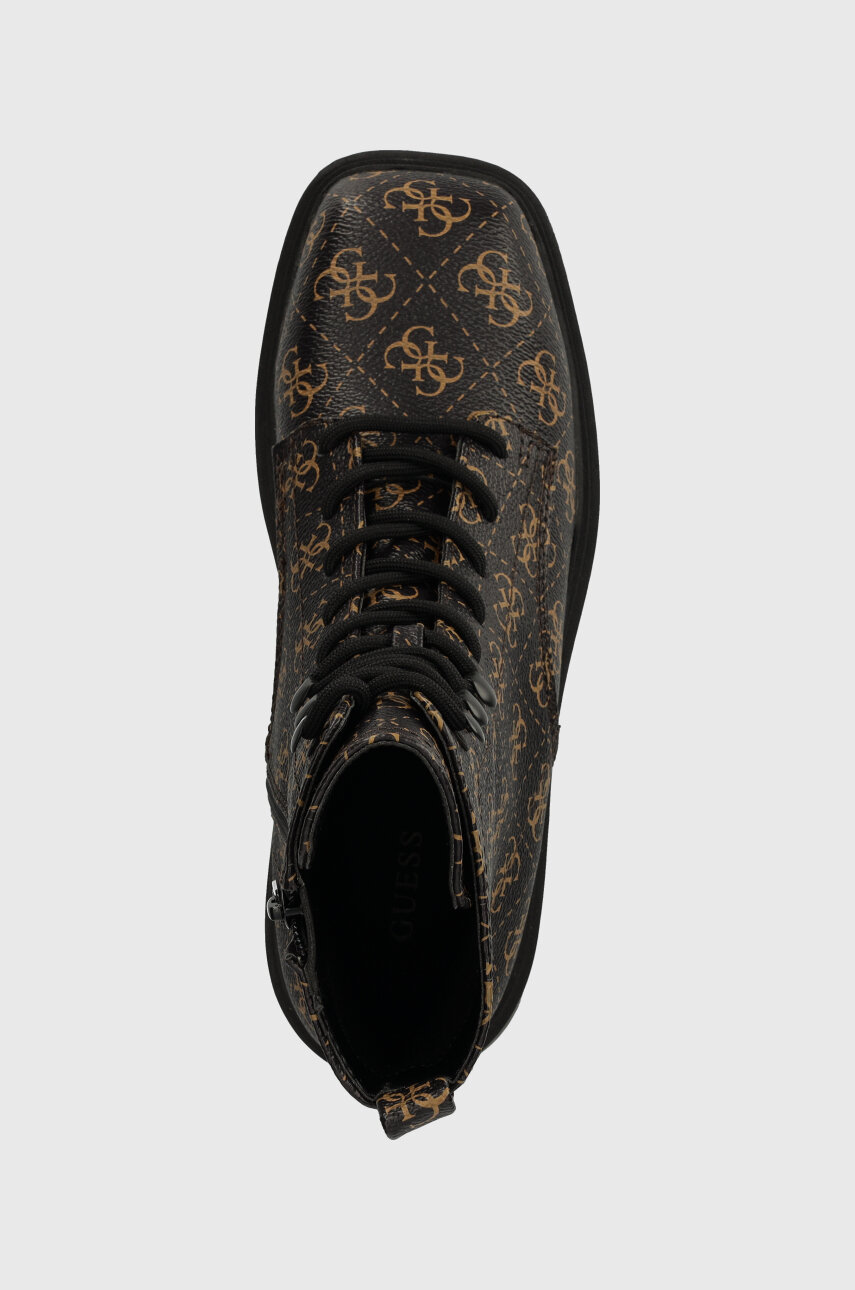 Guess botine RAMSAY femei, culoarea maro, cu toc plat, FL8RMY FAL10 ...