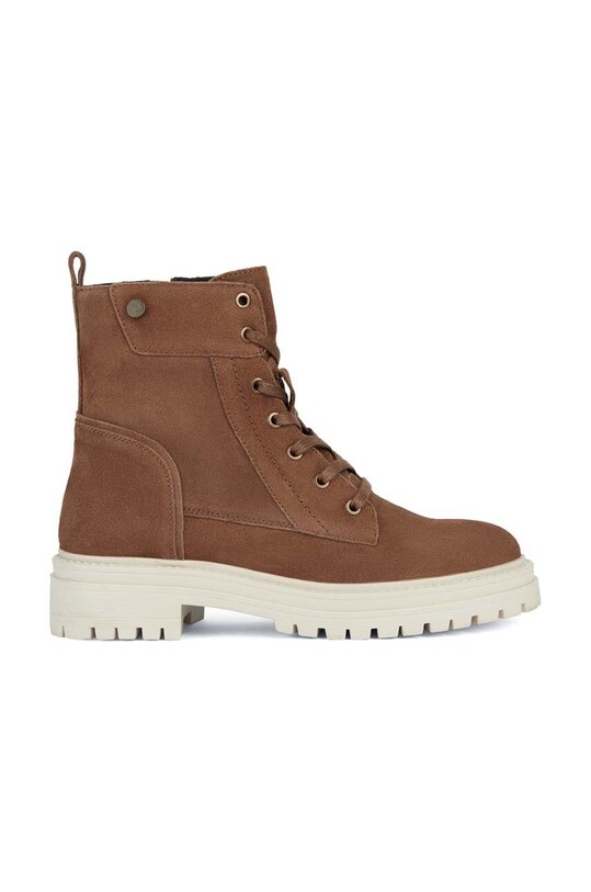 Geox cizme de piele D IRIDEA C femei, culoarea maro, cu toc plat ...