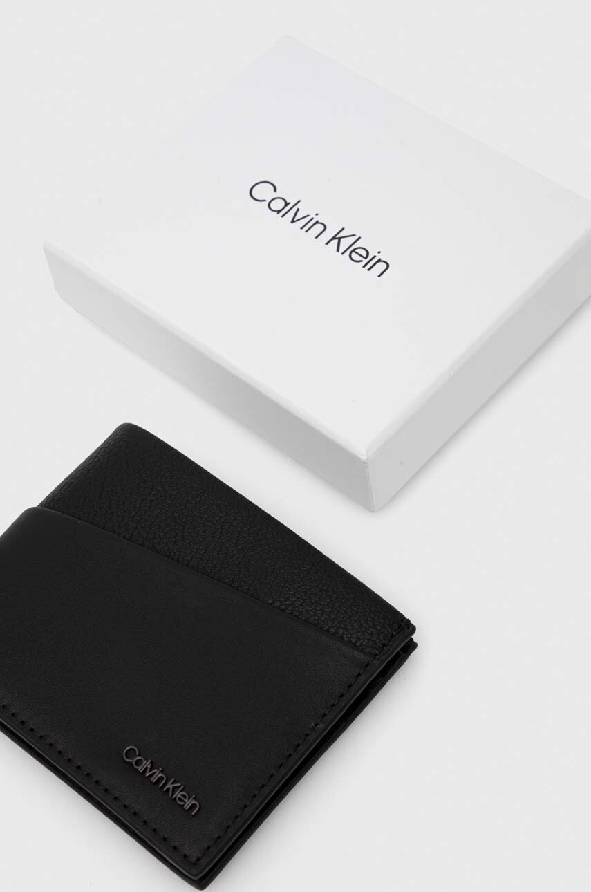 Кожаный кошелек Calvin Klein мужской цвет чёрный | ANSWEAR.ua