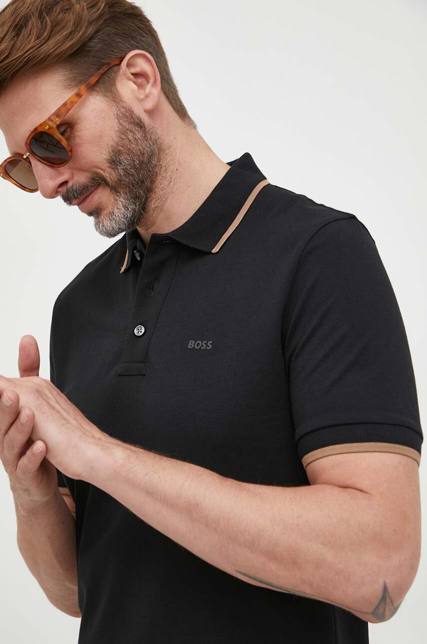 BOSS polo bawełniane kolor czarny gładki 50494697 | Answear.com