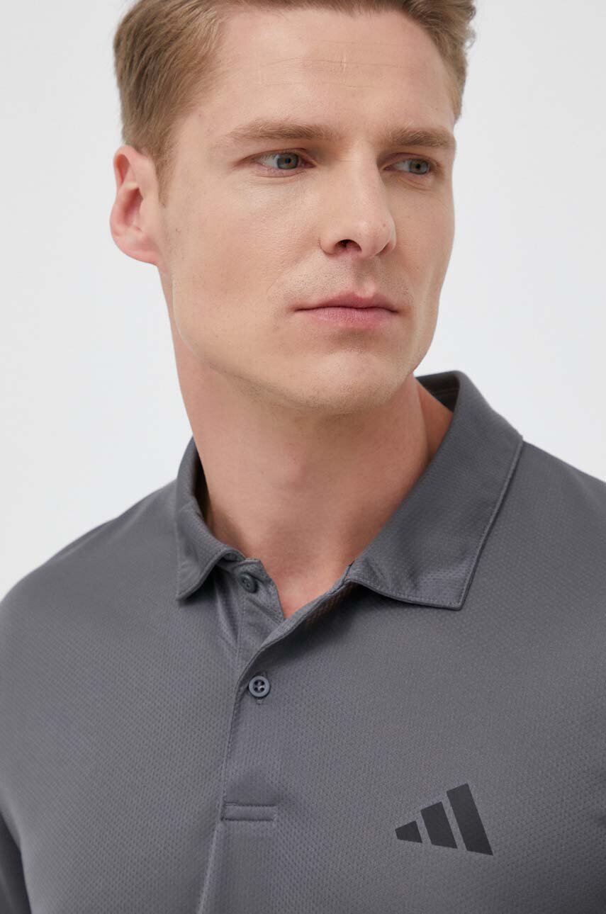 adidas Performance polo treningowe Train Essentials kolor szary gładki ...