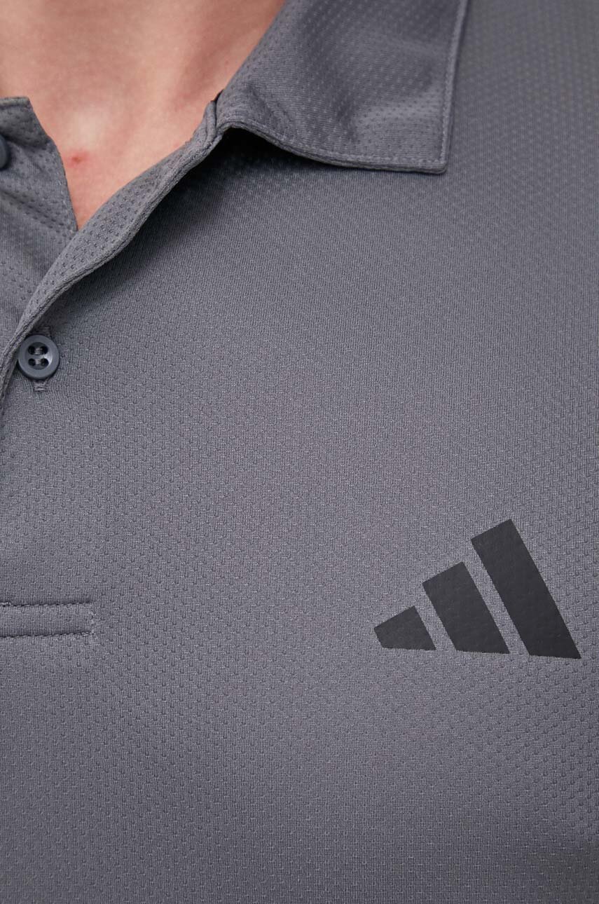 adidas Performance polo treningowe Train Essentials kolor szary gładki ...