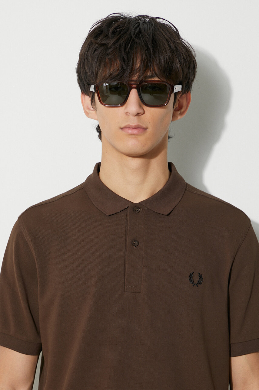 Fred Perry cotton polo shirt brown color M6000.Q21 at PRM US