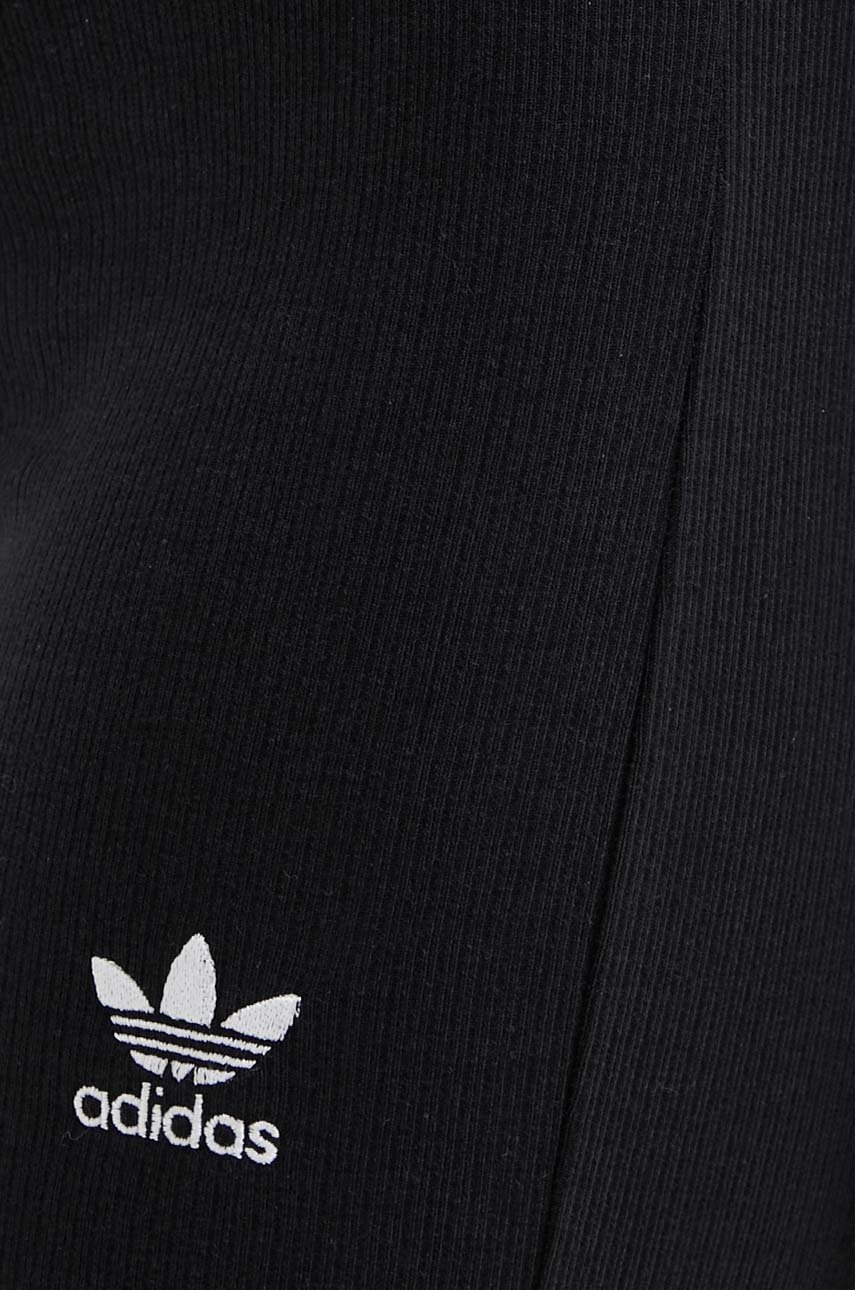 Nohavice adidas Originals Essentials Rib Flared dámske, čierna farba ...