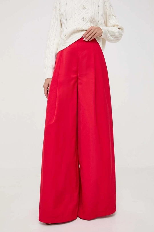 Twinset spodnie damskie kolor czerwony szerokie high waist | Answear.com
