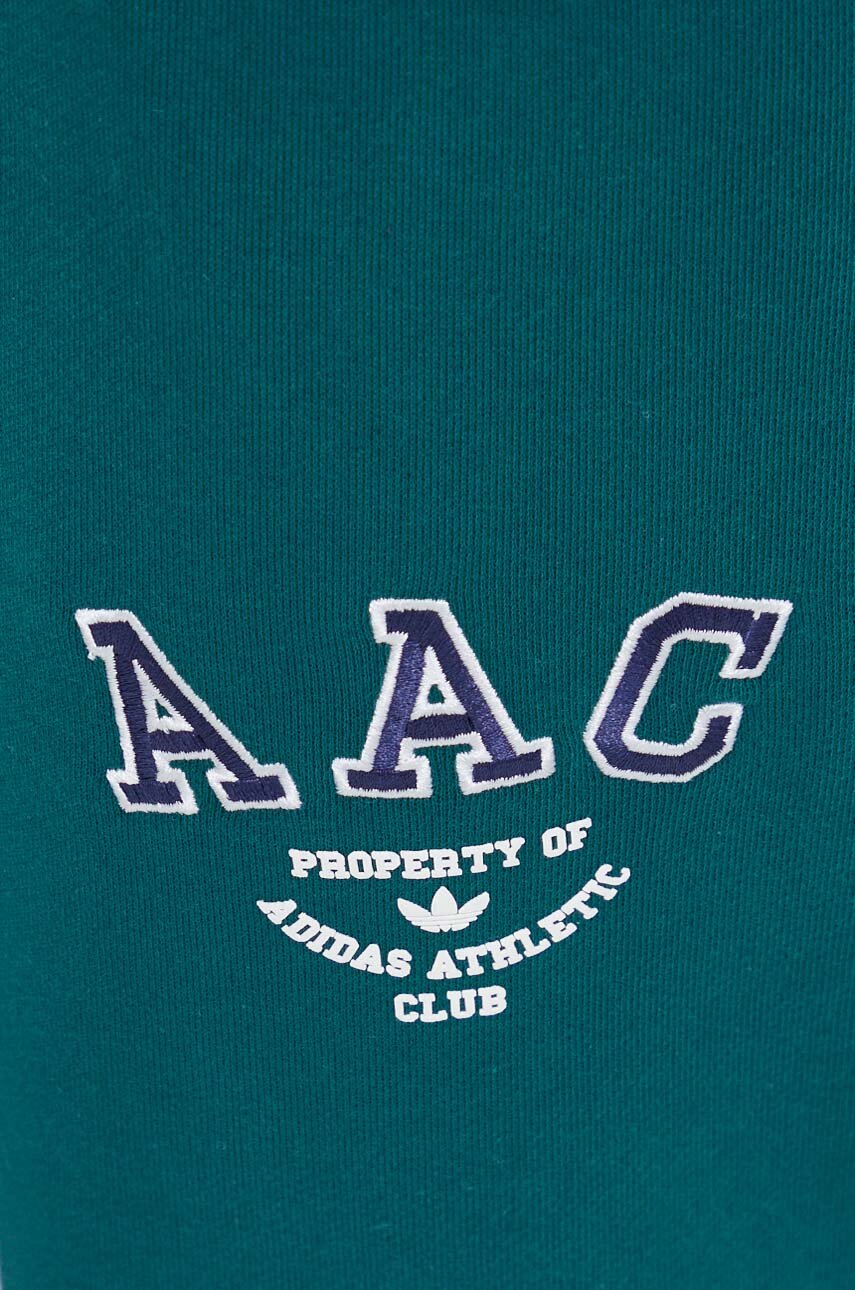 Хлопковые спортивные штаны adidas Originals цвет зелёный с аппликацией ...