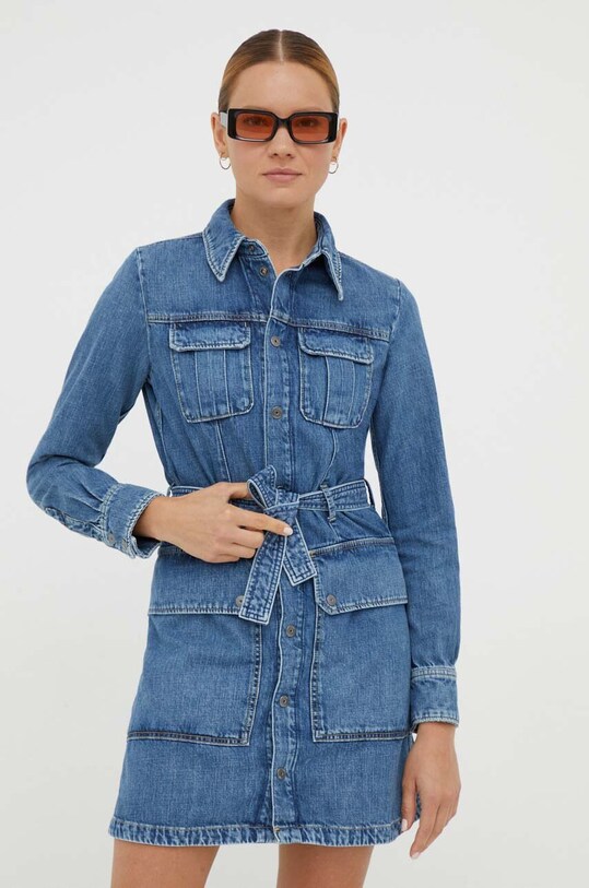 G-Star Raw rochie jeans mini, drept | ANSWEAR.ro