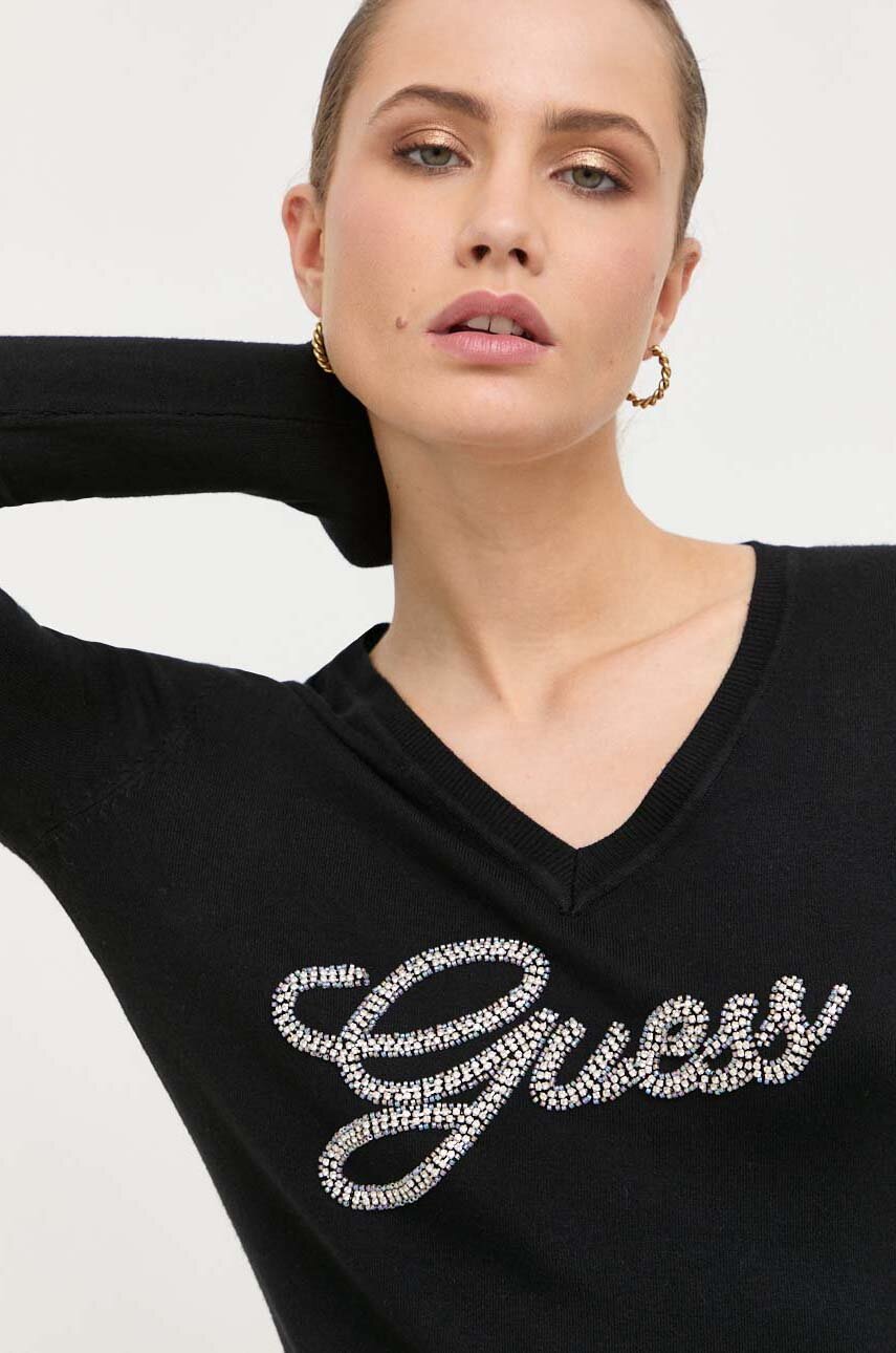 Guess sweter wełniany damski kolor czarny | Answear.com