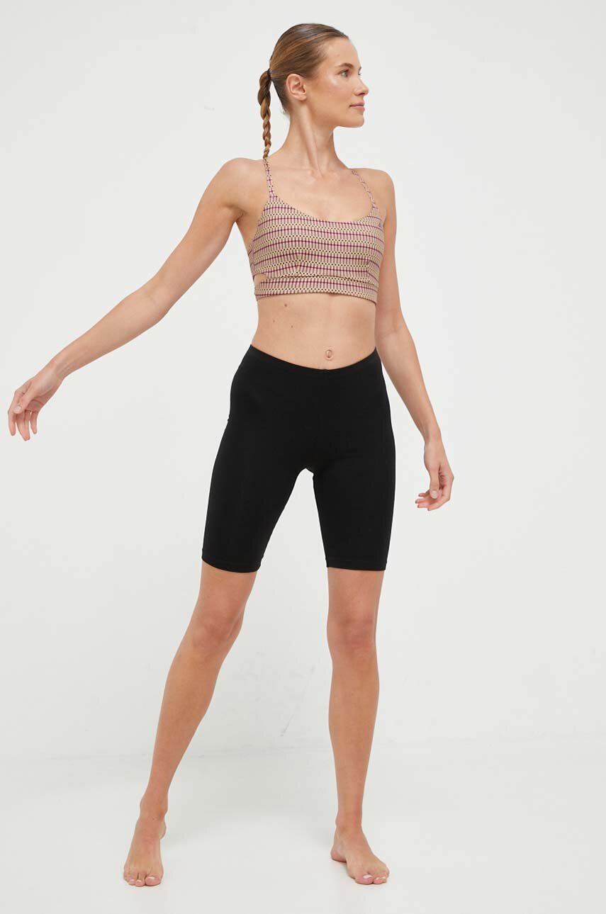 adidas Performance biustonosz do jogi Studio kolor bordowy wzorzysty ...