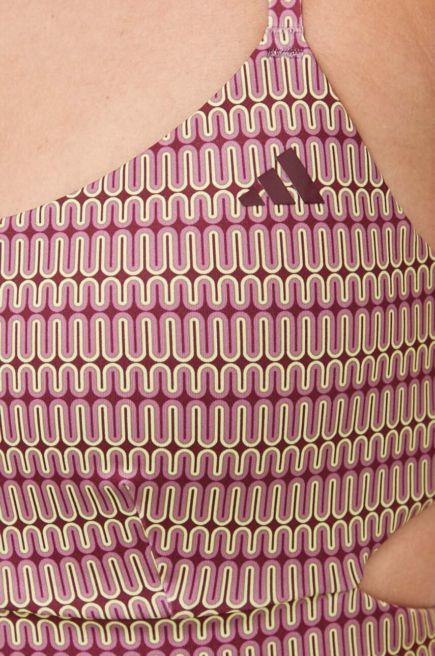 adidas Performance biustonosz do jogi Studio kolor bordowy wzorzysty ...