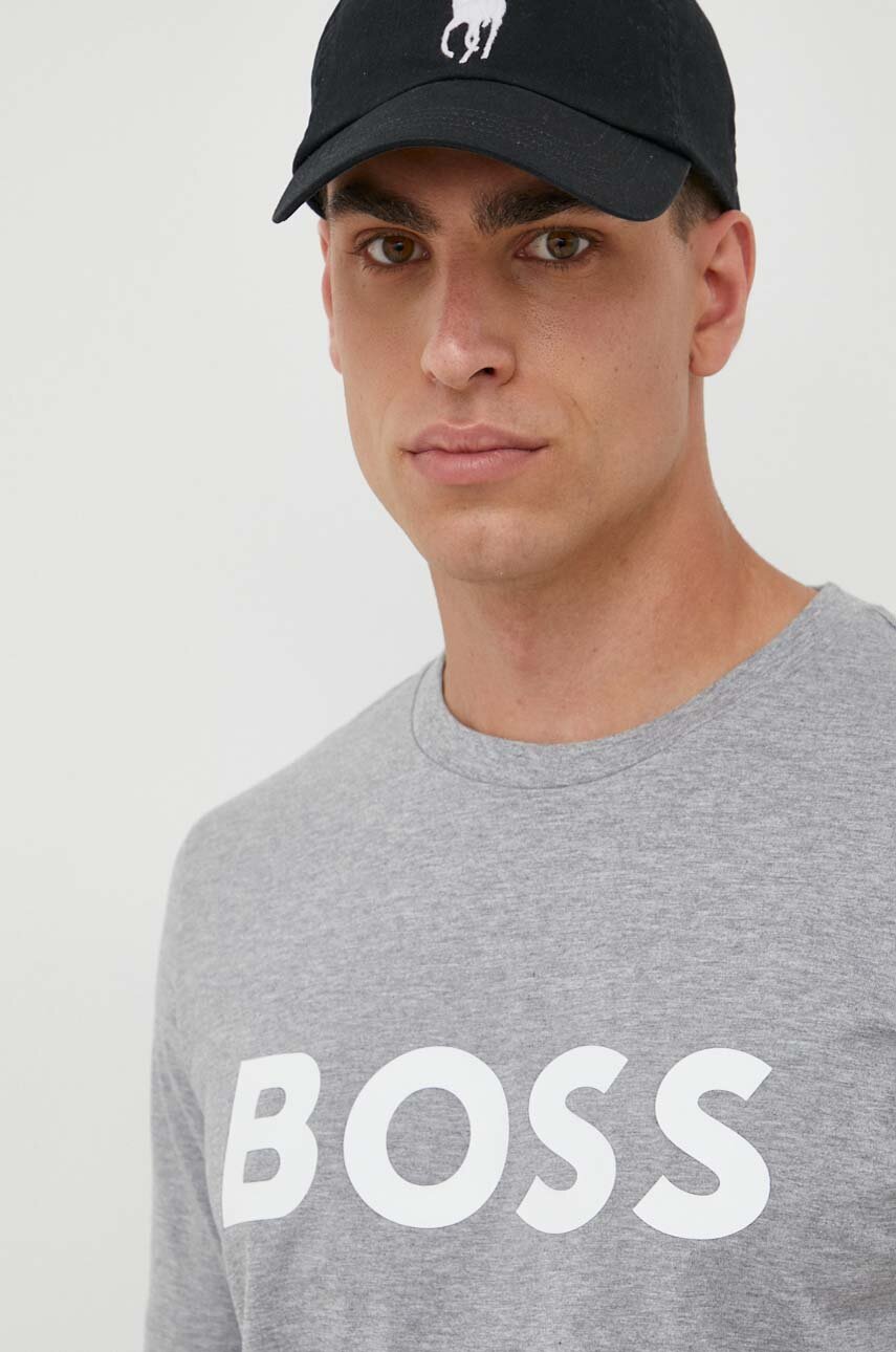 BOSS t-shirt bawełniany kolor szary z nadrukiem 50495742 | Answear.com