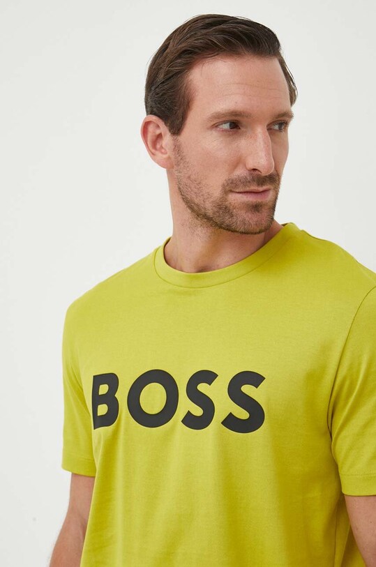 BOSS t-shirt bawełniany kolor zielony z nadrukiem 50495742 | Answear.com