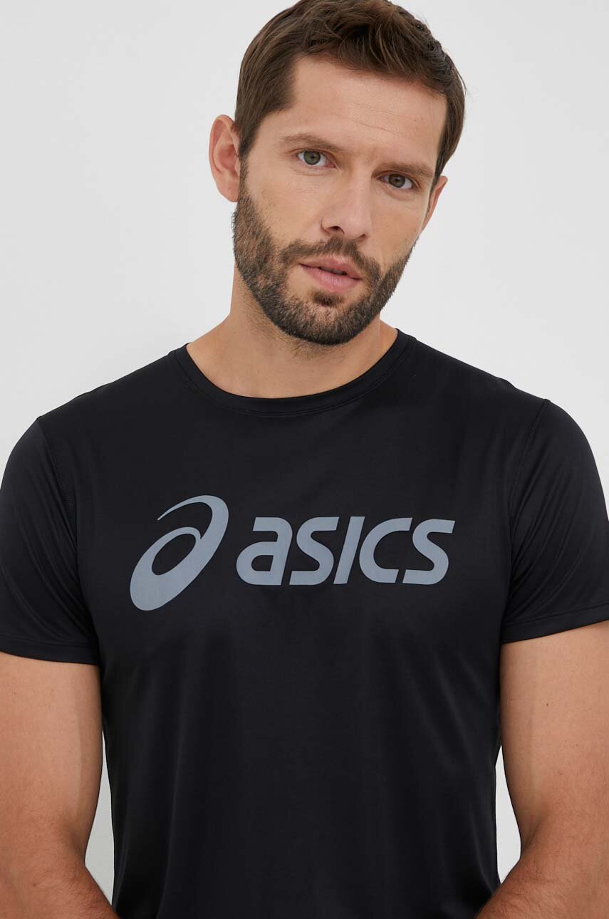 Asics t-shirt do biegania kolor czarny z nadrukiem | Answear.com