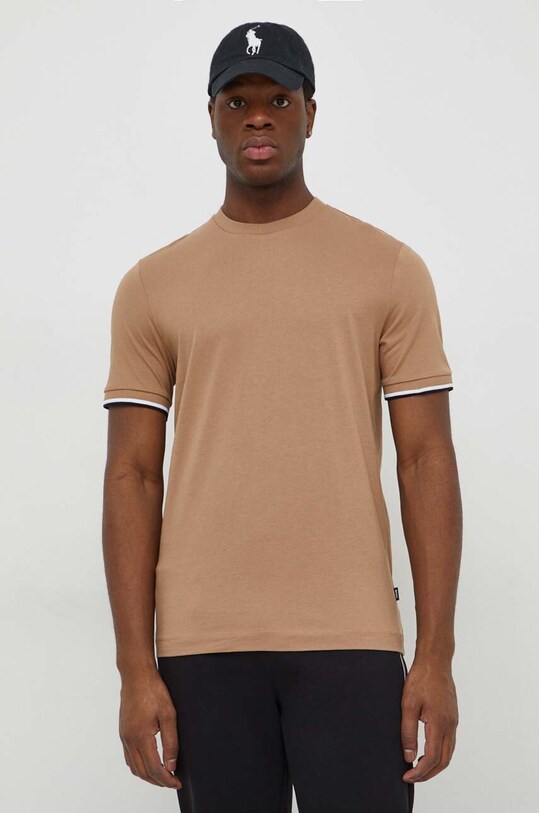 BOSS t-shirt bawełniany kolor beżowy gładki 50501097 | Answear.com