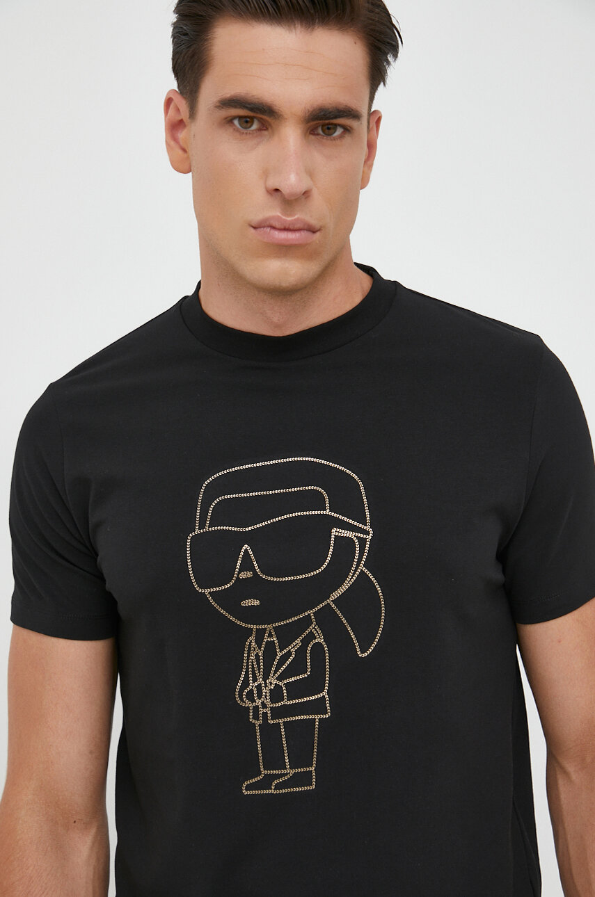 Футболка Karl Lagerfeld чоловічий колір чорний з аплікацією | ANSWEAR.ua