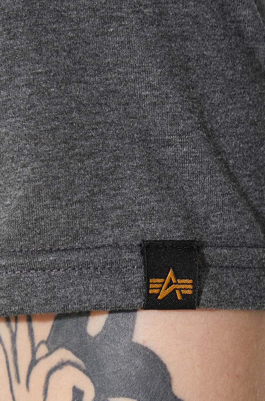 Alpha Industries t-shirt Basic T Small Logo męski kolor szary melanżowy 188505.315 | Answear.com