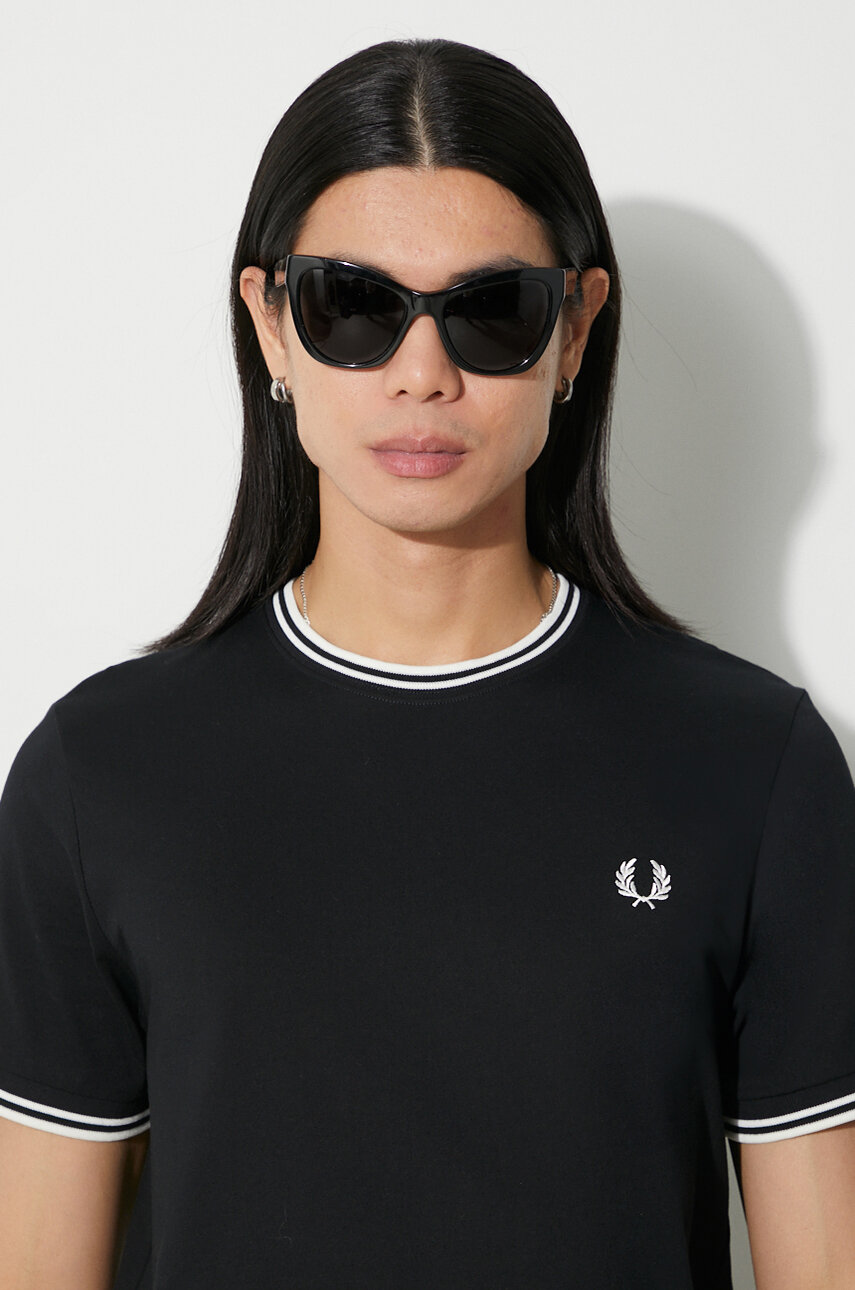 Fred Perry cotton t-shirt men’s black color M1588.102 at PRM US