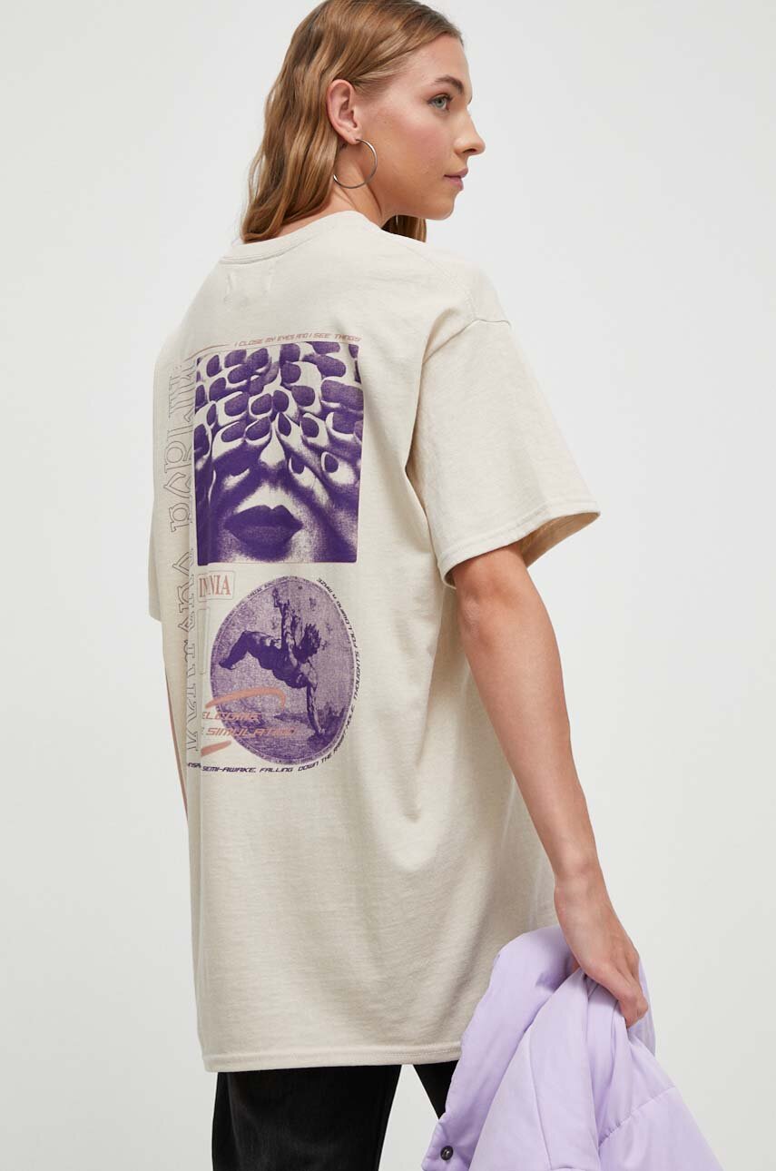 Vertere Berlin T Shirt Bawełniany Kolor Beżowy Z Nadrukiem