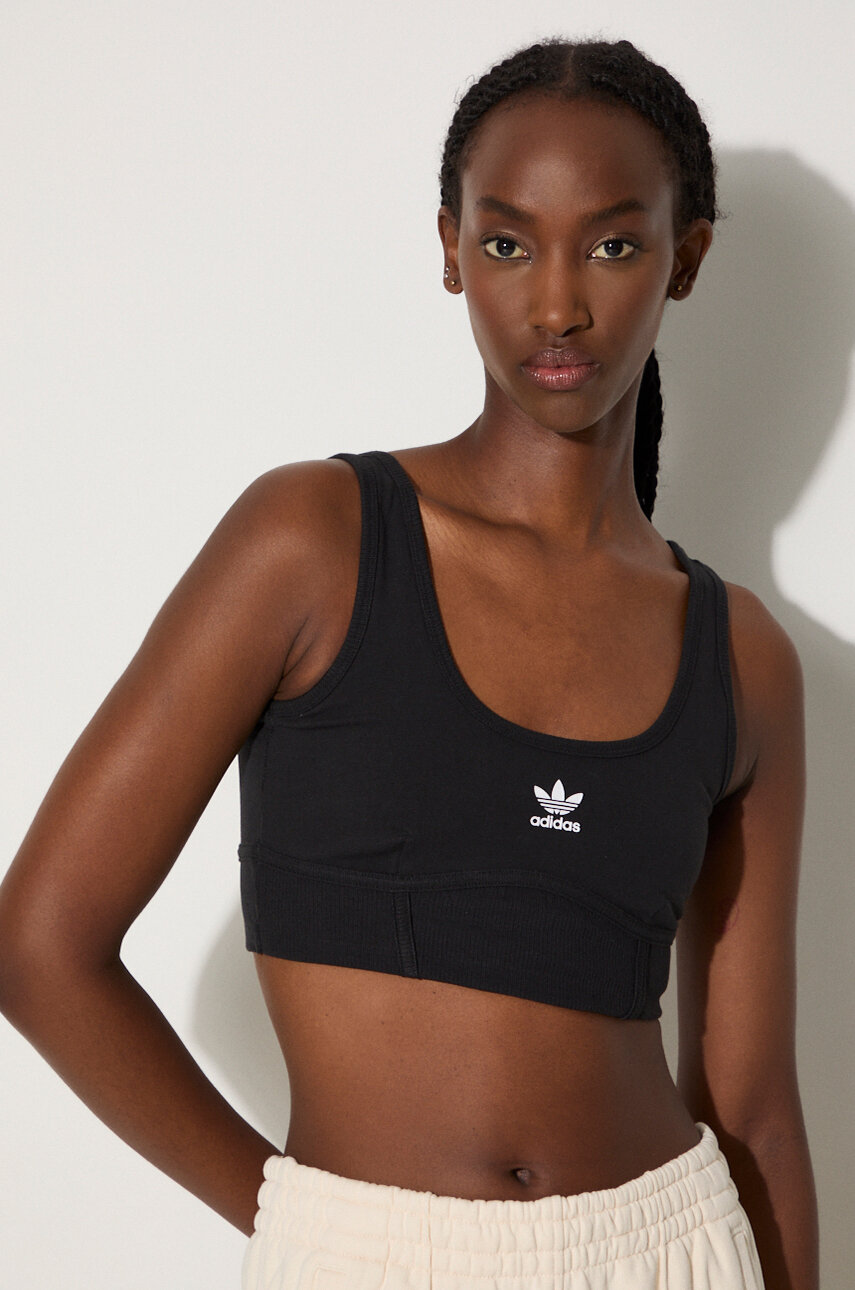 adidas Originals biustonosz sportowy Trefoil Bra kolor czarny IU2411 ...