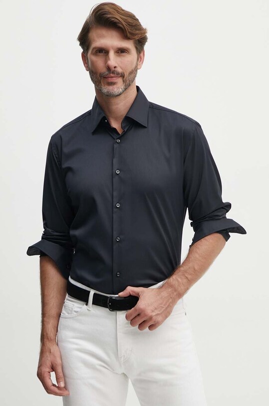 Рубашка BOSS мужская цвет чёрный slim классический воротник 50503356 ...