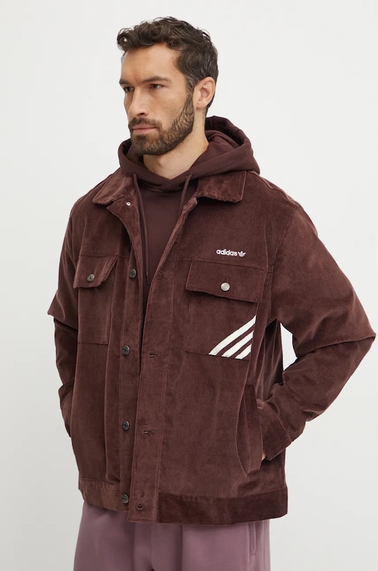 adidas Originals geaca din velur Jacket culoarea maro, de tranzitie ...