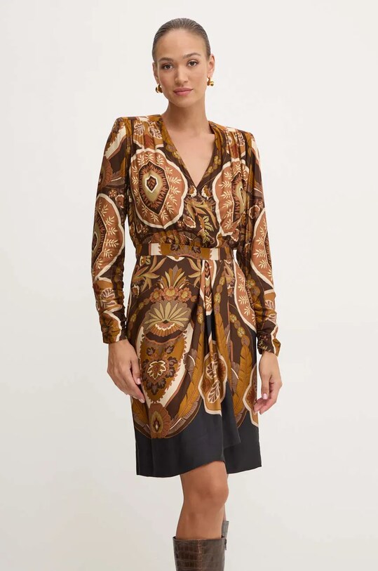 Luisa Spagnoli rochie GIRELLO culoarea maro, mini, evazati, 541423 ...