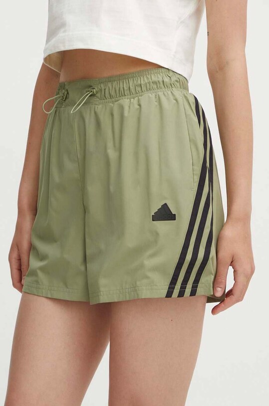 adidas szorty Future Icons damskie kolor zielony z aplikacją high waist ...