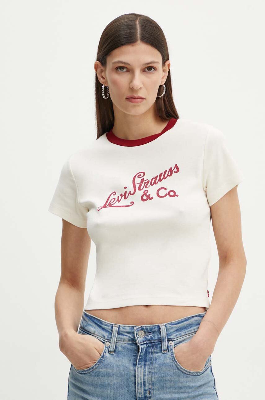 Levi's t-shirt bawełniany damski kolor beżowy A8798 | Answear.com