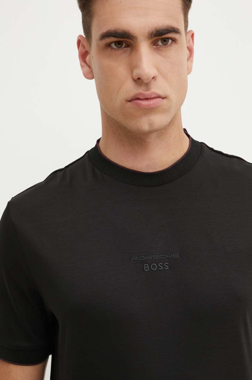 Βαμβακερό μπλουζάκι BOSS x Porsche ανδρικό, χρώμα: μαύρο, 50518631 ...