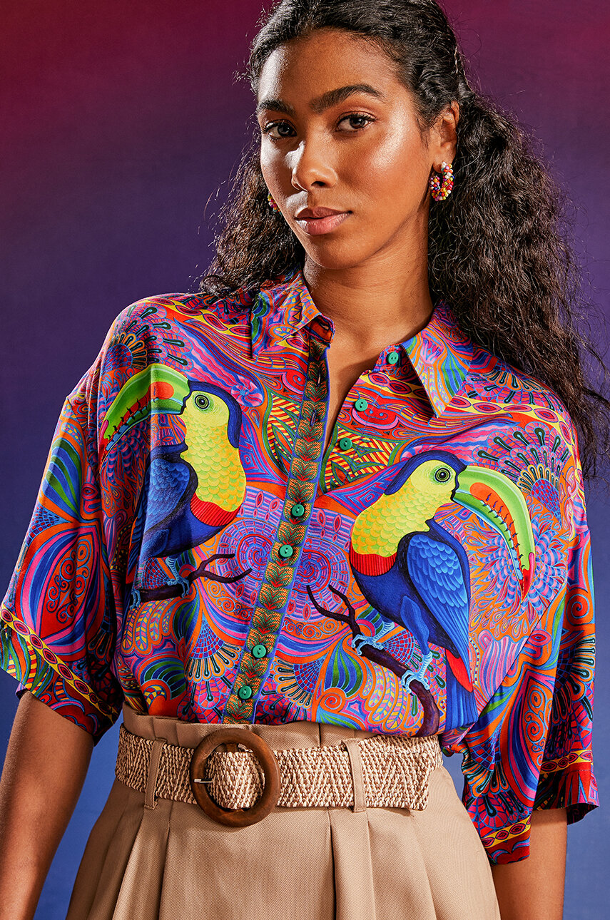 Koszula damska z kolekcji Jane Tattersfield x Medicine kolor multicolor ...