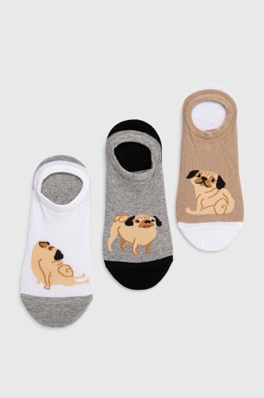 Skarpetki bawełniane damskie w mopsy (3-pack) kolor multicolor | zamów na wearmedicine.com