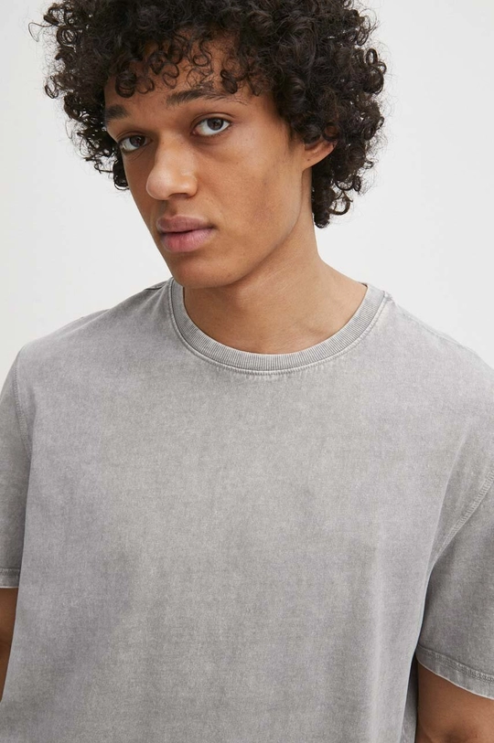 T-shirt bawełniany męski z efektem sprania kolor szary | zamów na ...