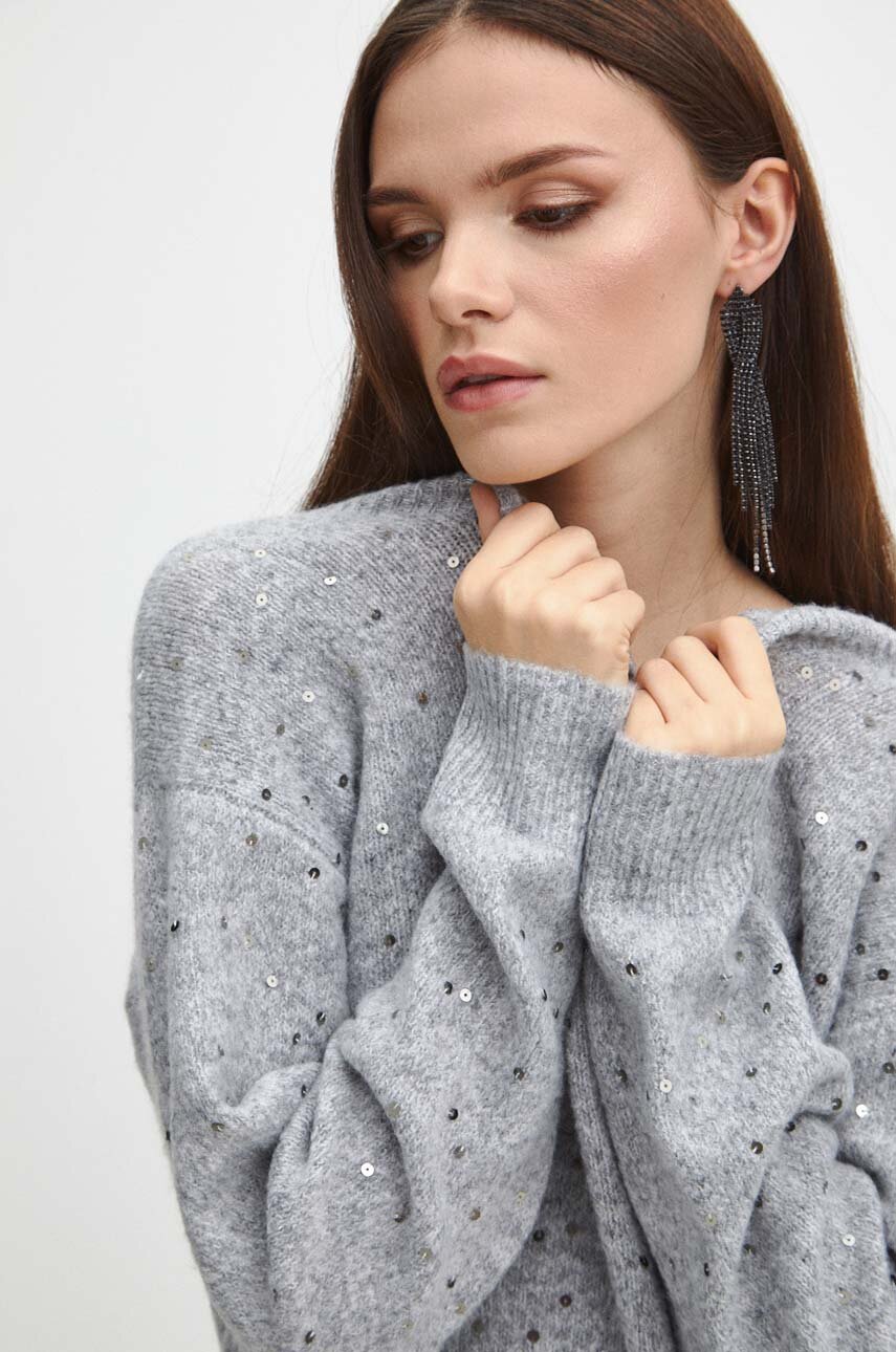 Sweter damski z aplikacją kolor szary | zamów na wearmedicine.com