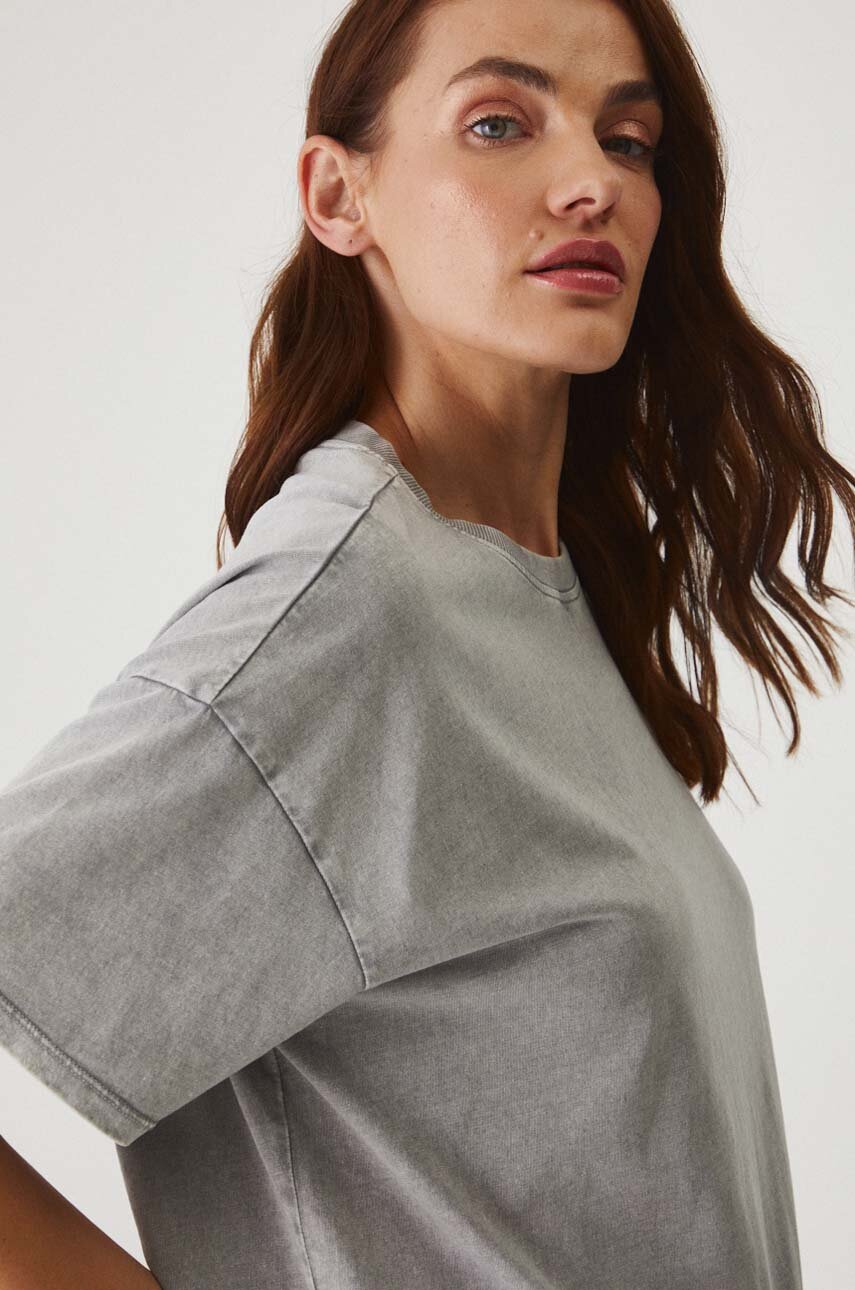 T-shirt bawełniany damski z efektem sprania kolor szary | zamów na ...