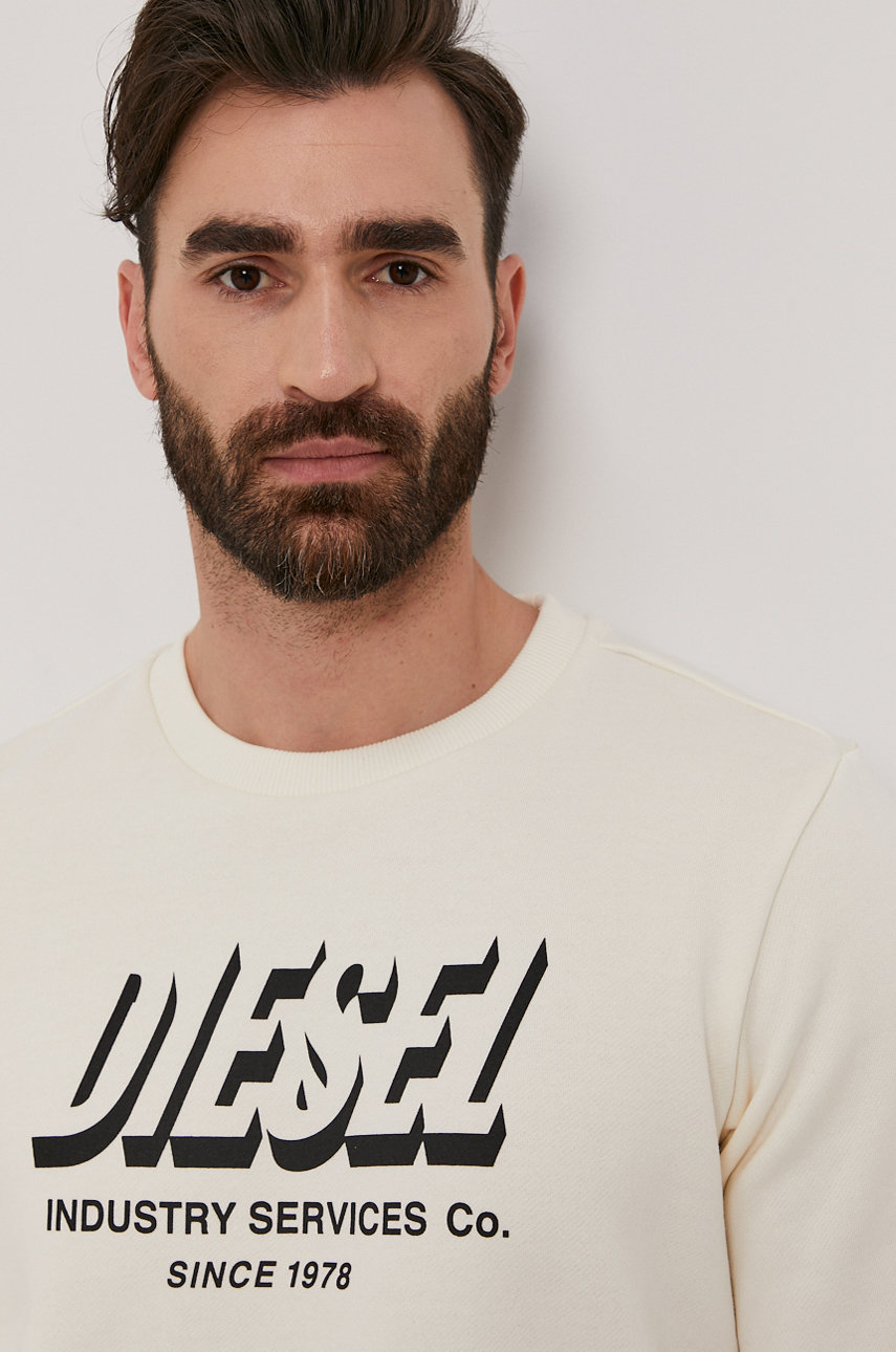 Кофта Diesel чоловіча колір кремовий з принтом | ANSWEAR.ua