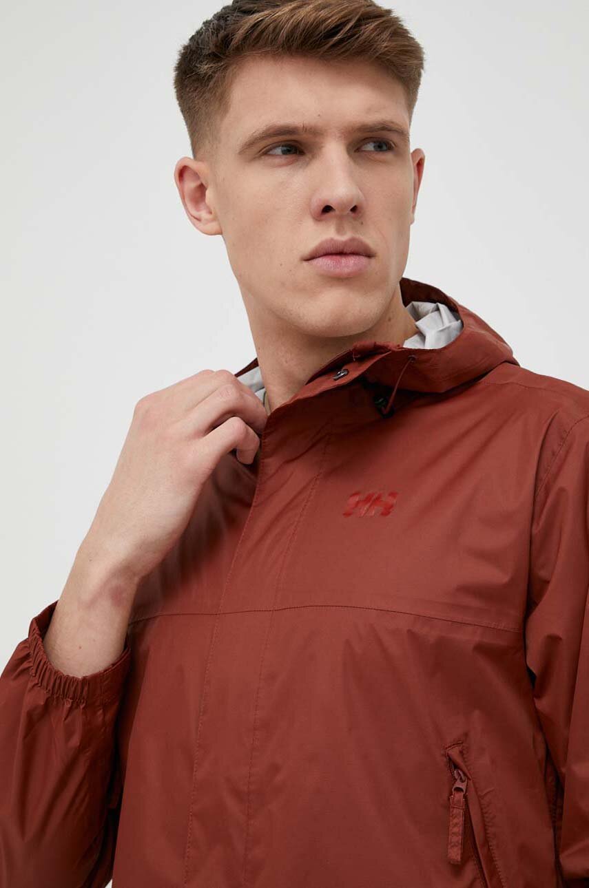 Helly Hansen rain jacket Loke men's brown color | buy on PRM