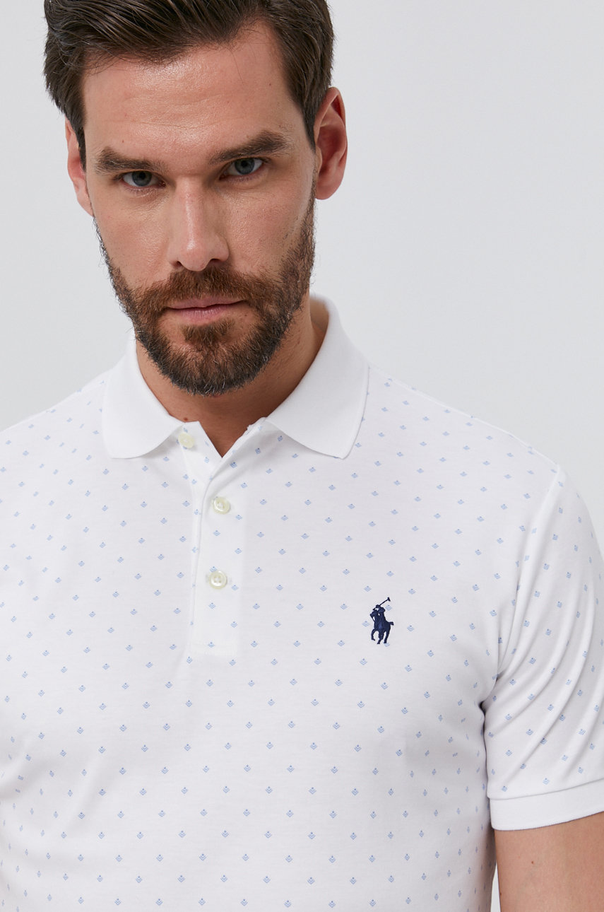 Поло Polo Ralph Lauren мужское цвет белый с узором | ANSWEAR.ua