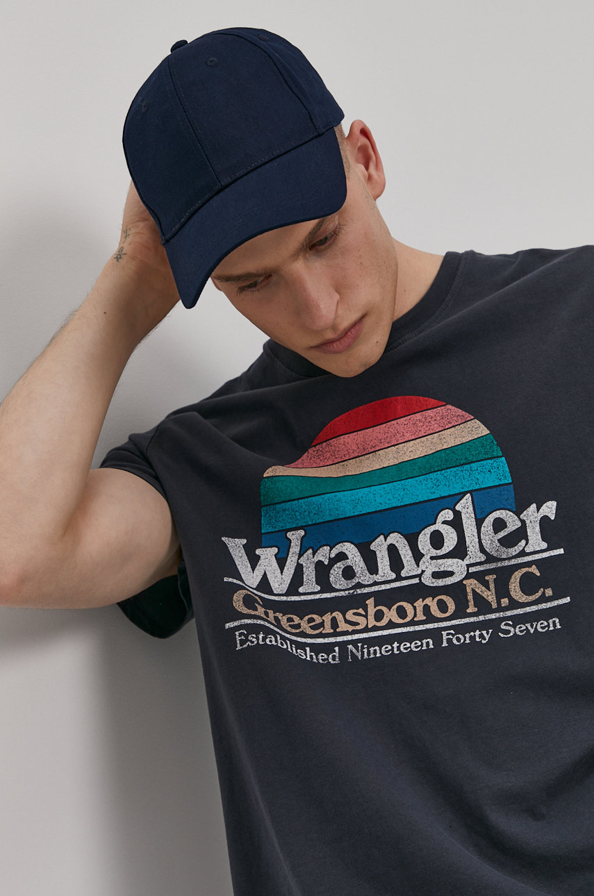 Футболка Wrangler мужская цвет серый с принтом | ANSWEAR.ua