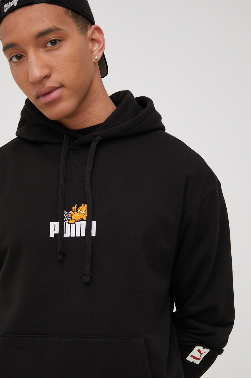 Puma cotton sweatshirt PUMA x GARFIELD men's black color | buy on PRM