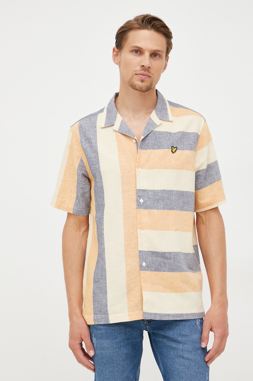 Льняная рубашка Lyle & Scott мужская цвет бежевый regular | ANSWEAR.ua