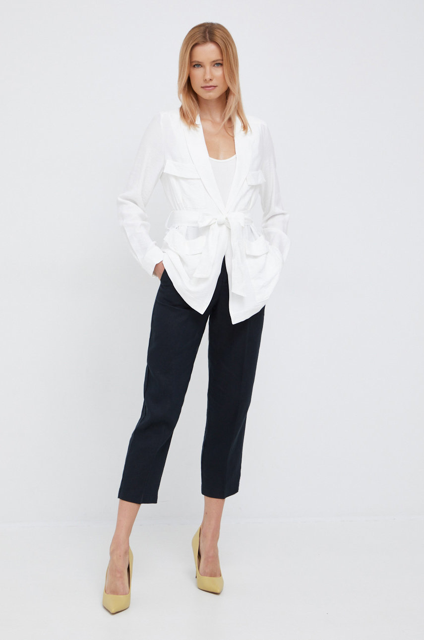 Sako Dkny biela farba, bez zapínania, jednofarebné | ANSWEAR.sk